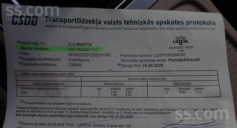 Pelēks Volkswagen CC / Passat CC 2009 Liepāja, ar dzinēja tilpumu 2.00 L un nobraukumu 339 tūkst. km par 3950 €, foto 14 vietnē AUTOMOTO.COM.LV