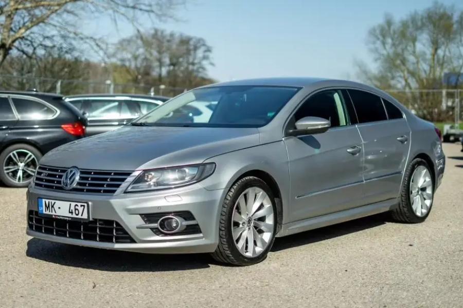 Grey Volkswagen CC / Passat CC 2014 in Liepaja, with an engine capacity of 2.00 L and mileage of 269 thousand km for 12800 €, photo 1 on AUTOMOTO.COM.LV