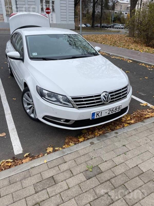 White Volkswagen CC / Passat CC 2013 in Riga, with an engine capacity of 2.00 L and mileage of 255 thousand km for 7300 €, photo 1 on AUTOMOTO.COM.LV