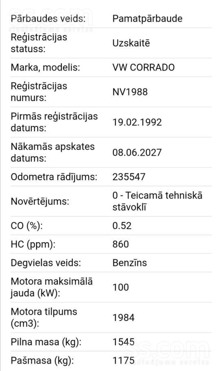 Фиолетовый Фольксваген Коррадо 1992 в Тукумс, объемом двигателя 2.00 л и пробегом 235 тыс. км за 10000 €, фото 4 на AUTOMOTO.COM.LV