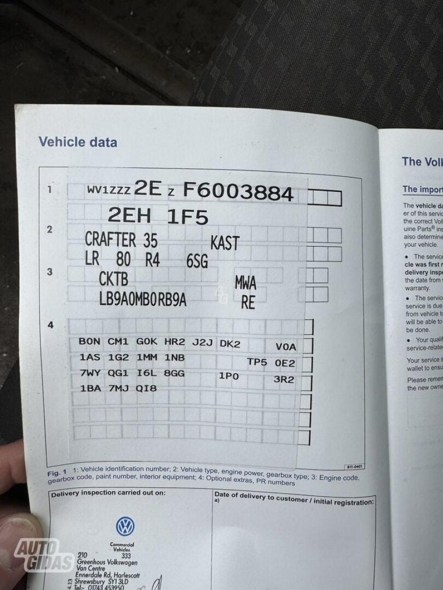 Фольксваген Крафтер 2014 в Вильнюс, объемом двигателя 2.00 л и пробегом 214 тыс. км за 3950 €, фото 9 на AUTOMOTO.COM.LV