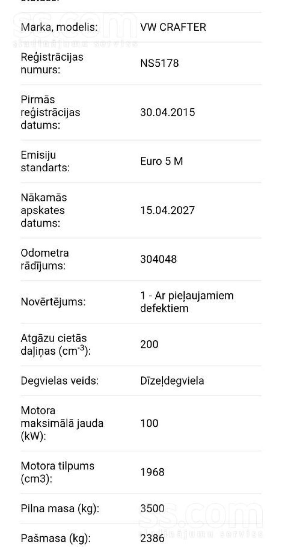 Белый Фольксваген Крафтер 2015 в Рига, объемом двигателя 2.00 л и пробегом 318 тыс. км за 6590 €, фото 17 на AUTOMOTO.COM.LV