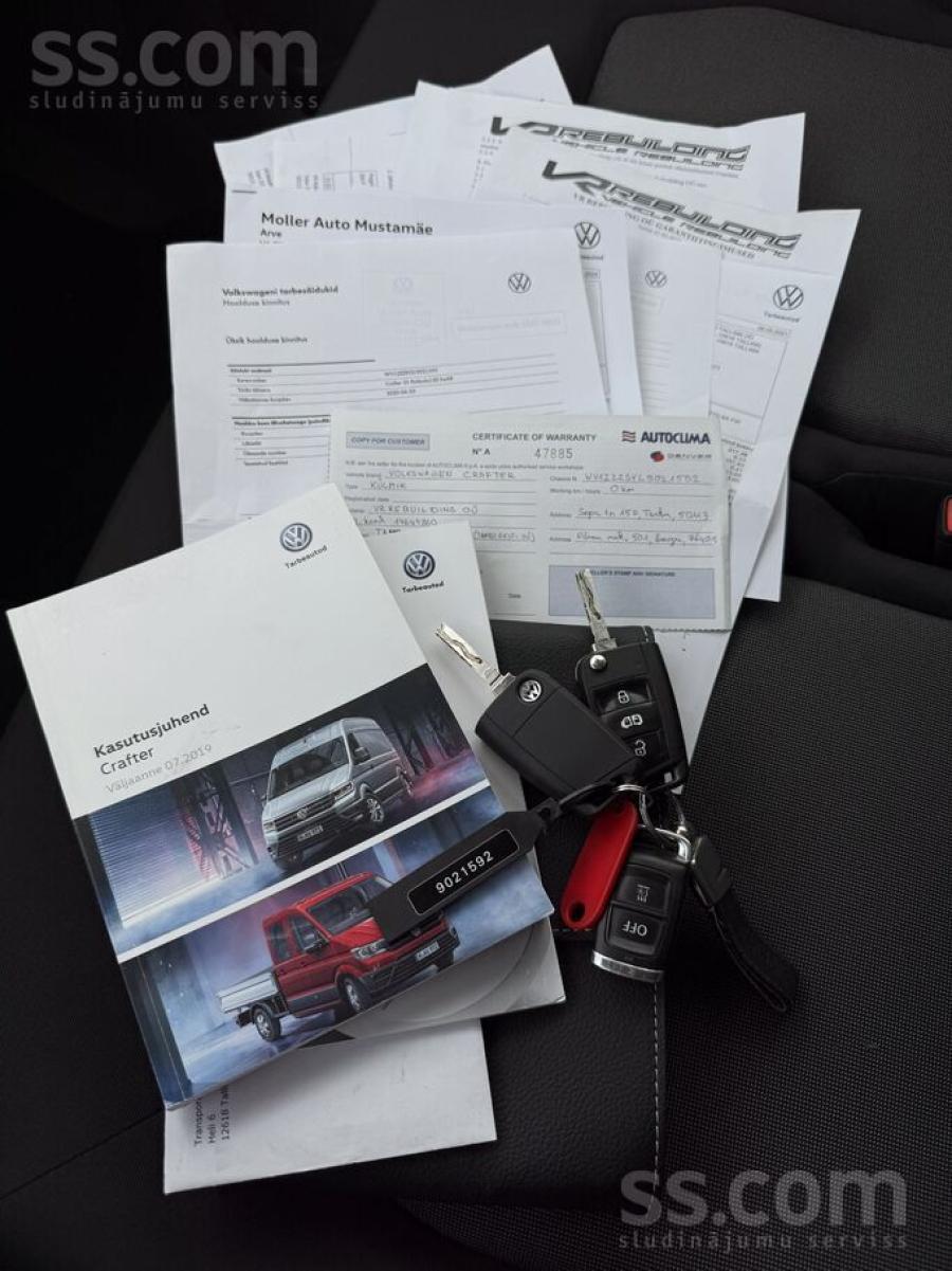 White Volkswagen Crafter 2020 in Tallinn, with an engine capacity of 2.00 L and mileage of 483 thousand km for 13999 €, photo 29 on AUTOMOTO.COM.LV