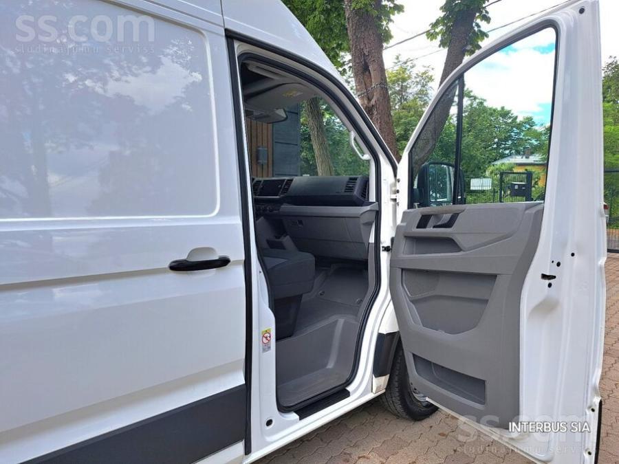 White Volkswagen Crafter 2021 in Riga, with an engine capacity of 2.00 L and mileage of 0 thousand km for 21175 €, photo 12 on AUTOMOTO.COM.LV