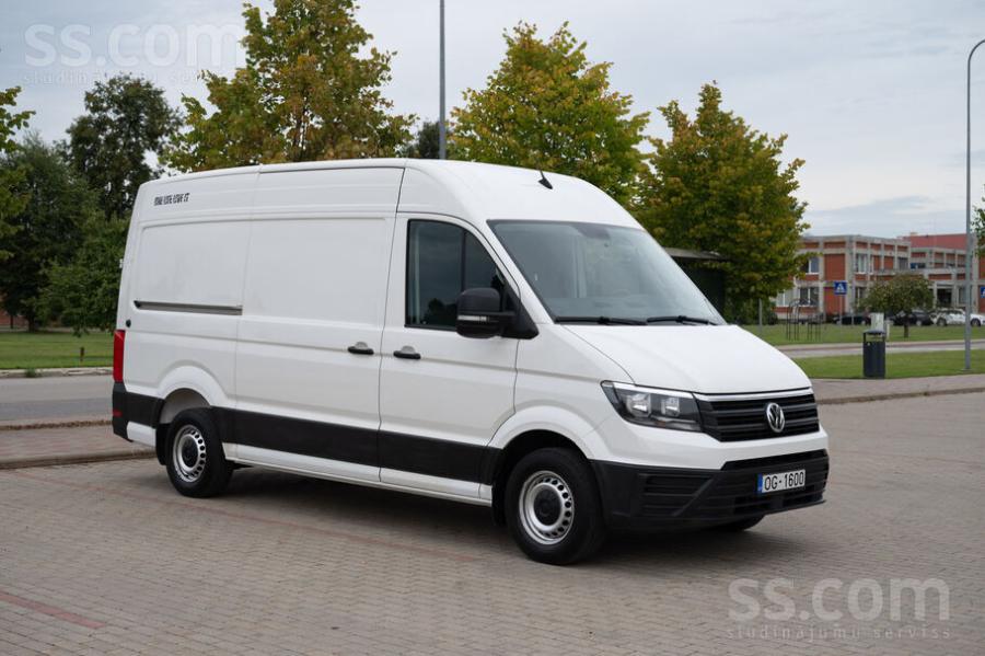 White Volkswagen Crafter 2021 in Riga, with an engine capacity of 2.00 L and mileage of 199 thousand km for 17300 €, photo 1 on AUTOMOTO.COM.LV