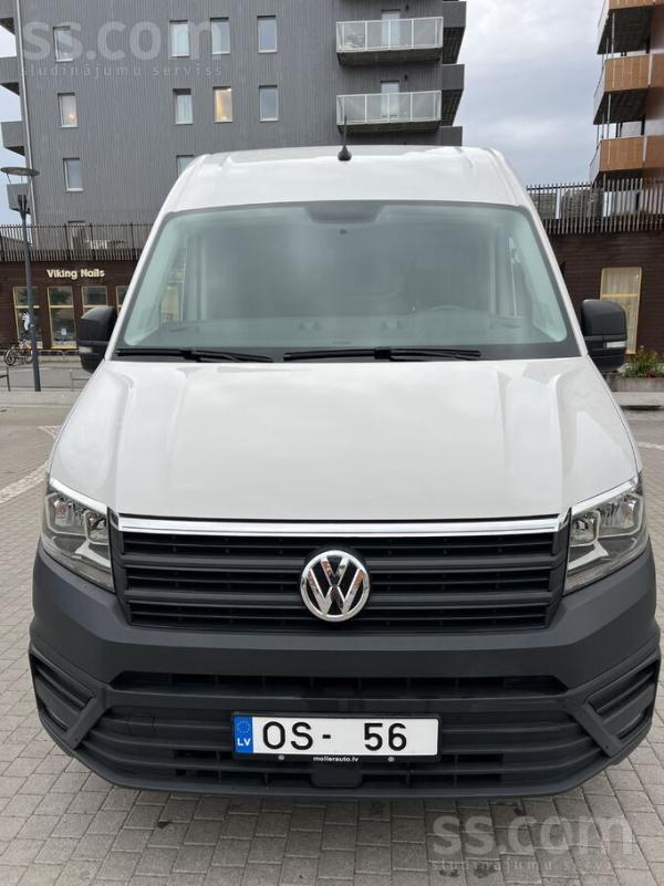 White Volkswagen Crafter 2024 in Riga, with an engine capacity of 2.00 L and mileage of 77 thousand km for 34700 €, photo 2 on AUTOMOTO.COM.LV