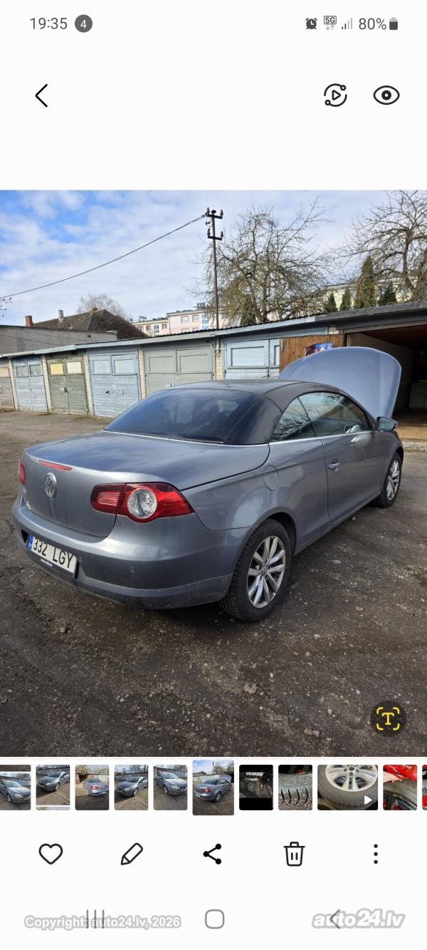 Grey Volkswagen Eos 2010 in Tallinn, with an engine capacity of 1.40 L and mileage of 0 thousand km for 3200 €, photo 3 on AUTOMOTO.COM.LV