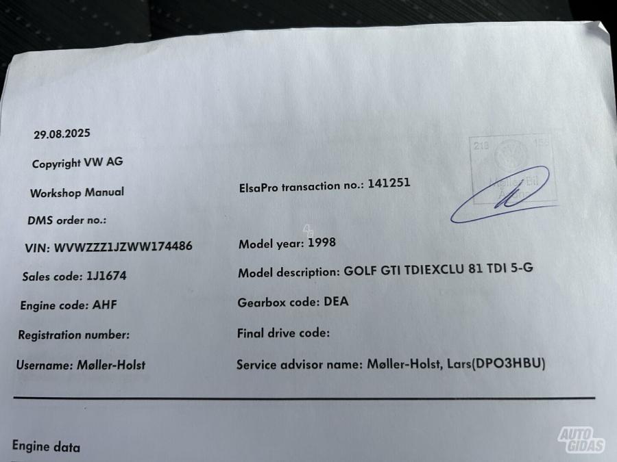 Black Volkswagen Golf 1998 in Panevezys, with an engine capacity of 1.90 L and mileage of 450 thousand km for 850 €, photo 12 on AUTOMOTO.COM.LV