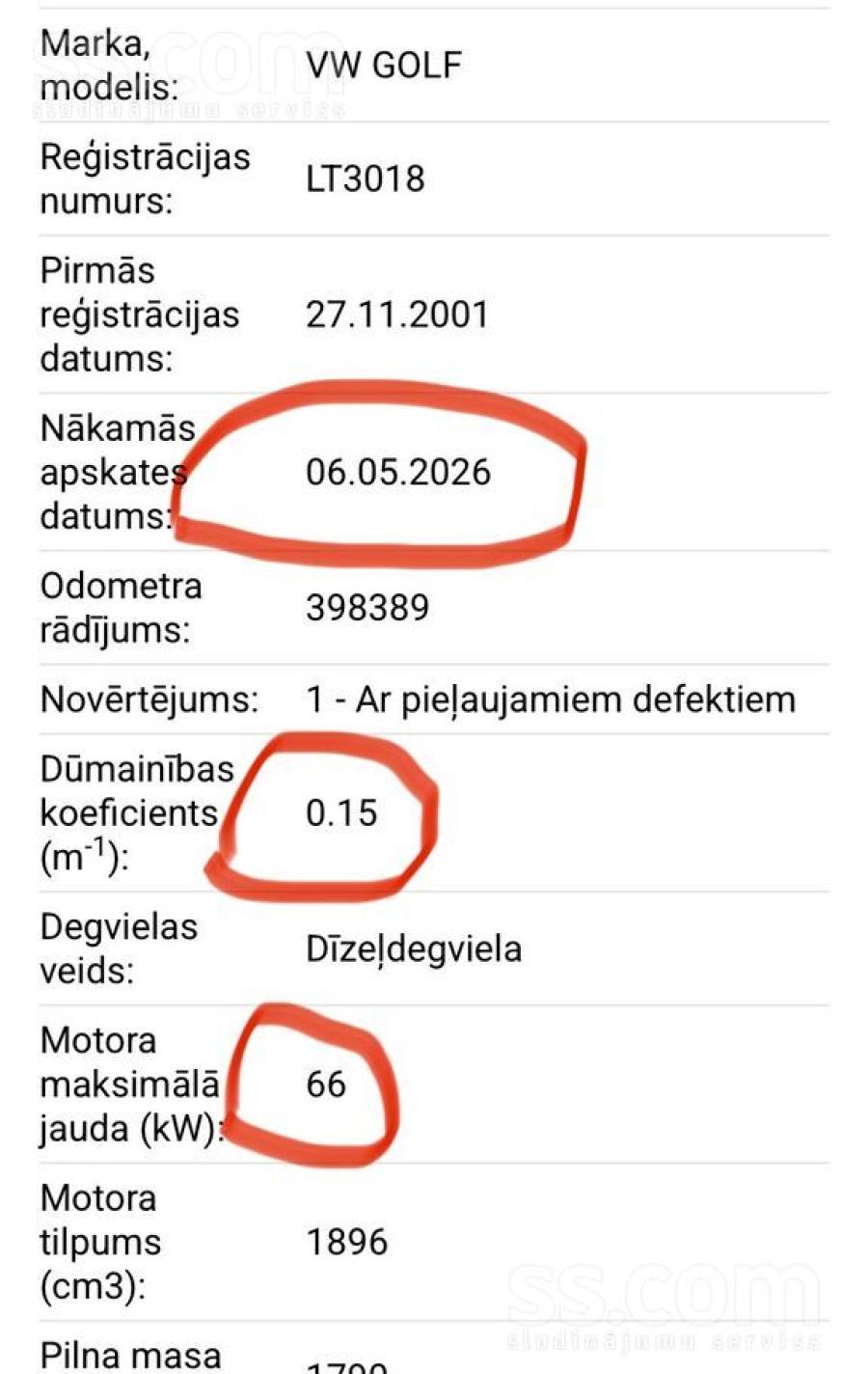 Черный Фольксваген Гольф 2001 в Елгава, объемом двигателя 1.90 л и пробегом 398 тыс. км за 1550 €, фото 16 на AUTOMOTO.COM.LV