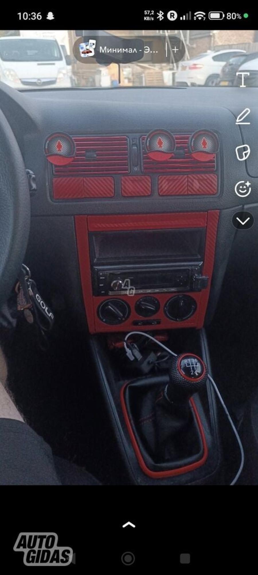 Black Volkswagen Golf 2002 in Sakiai, with an engine capacity of 1.60 L and mileage of 252 thousand km for 750 €, photo 5 on AUTOMOTO.COM.LV