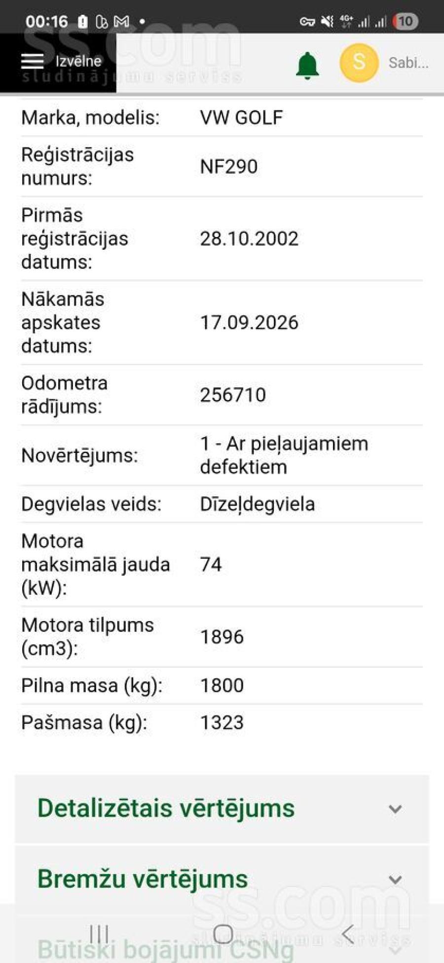 Black Volkswagen Golf 2002 in Riga, with an engine capacity of 1.90 L and mileage of 0 thousand km for 1430 €, photo 8 on AUTOMOTO.COM.LV