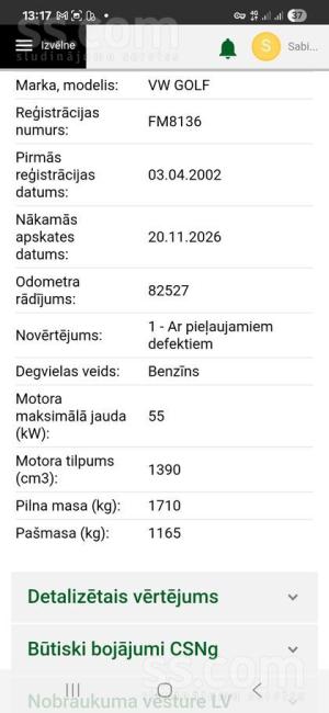 Black Volkswagen Golf 2002 in Riga, with an engine capacity of 1.40 L and mileage of 0 thousand km for 1370 €, photo 32 on AUTOMOTO.COM.LV