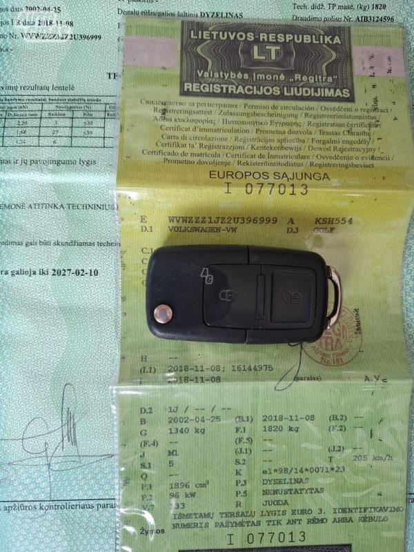 Melns Volkswagen Golf 2002 Elektrėnai, ar dzinēja tilpumu 1.90 L un nobraukumu 389 tūkst. km par 1000 €, foto 2 vietnē AUTOMOTO.COM.LV