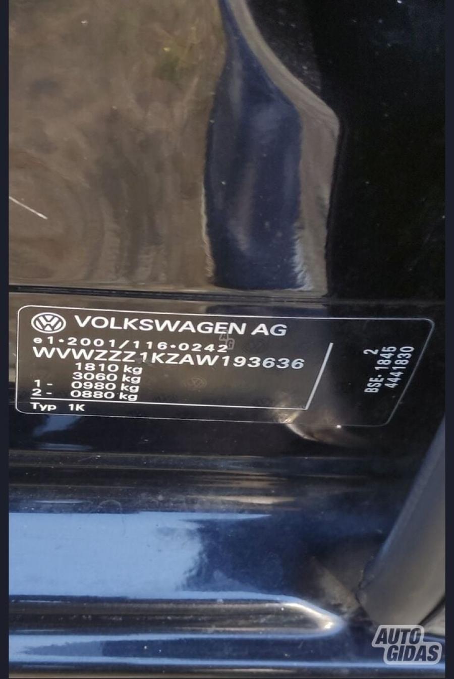 Черный Фольксваген Гольф 2009 в Вильнюс, объемом двигателя 1.60 л и пробегом 86 тыс. км за 4300 €, фото 15 на AUTOMOTO.COM.LV