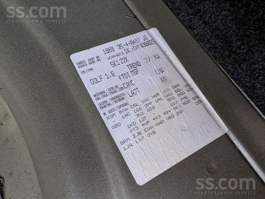 Melns Volkswagen Golf 2012 Jūrmala, ar dzinēja tilpumu 1.60 L un nobraukumu 202 tūkst. km par 2950 €, foto 27 vietnē AUTOMOTO.COM.LV