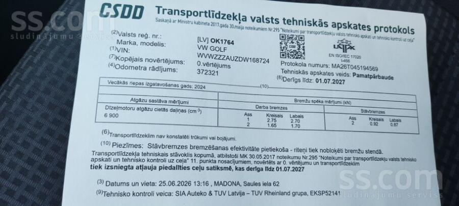 Черный Фольксваген Гольф 2013 в Мадона, объемом двигателя 1.60 л и пробегом 372 тыс. км за 7200 €, фото 11 на AUTOMOTO.COM.LV