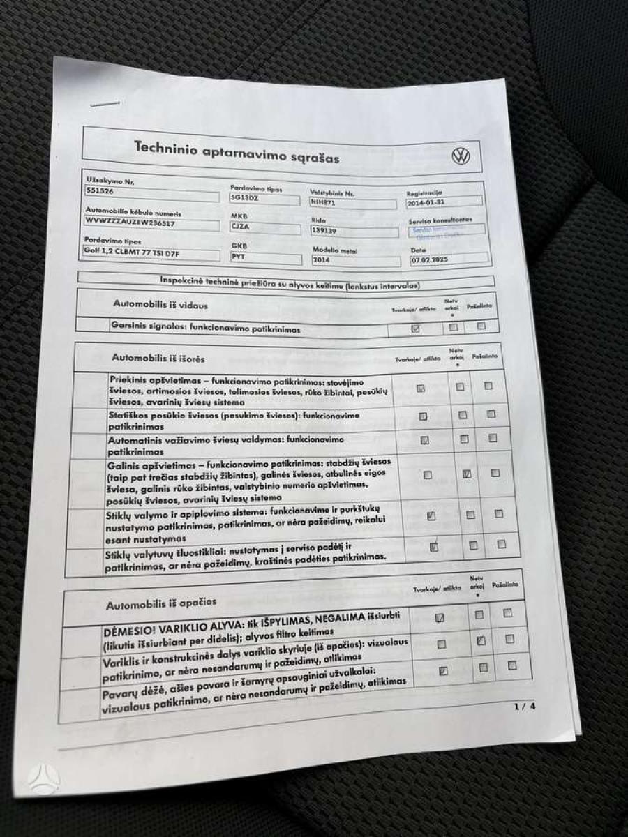 Черный Фольксваген Гольф 2014 в Вильнюс, объемом двигателя 1.20 л и пробегом 150 тыс. км за 6450 €, фото 20 на AUTOMOTO.COM.LV