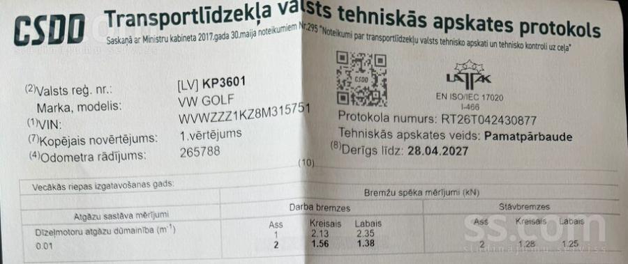 Черный Фольксваген Гольф 2007 в Рига, объемом двигателя 1.90 л и пробегом 266 тыс. км за 2500 €, фото 12 на AUTOMOTO.COM.LV