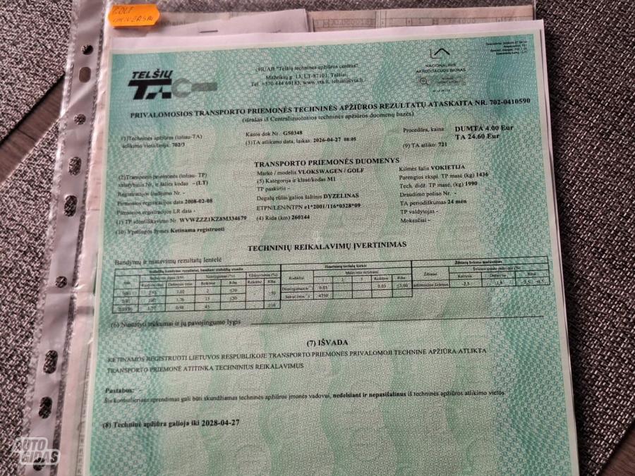 Черный Фольксваген Гольф 2008 в Мажейкяй, объемом двигателя 1.90 л и пробегом 260 тыс. км за 3250 €, фото 22 на AUTOMOTO.COM.LV