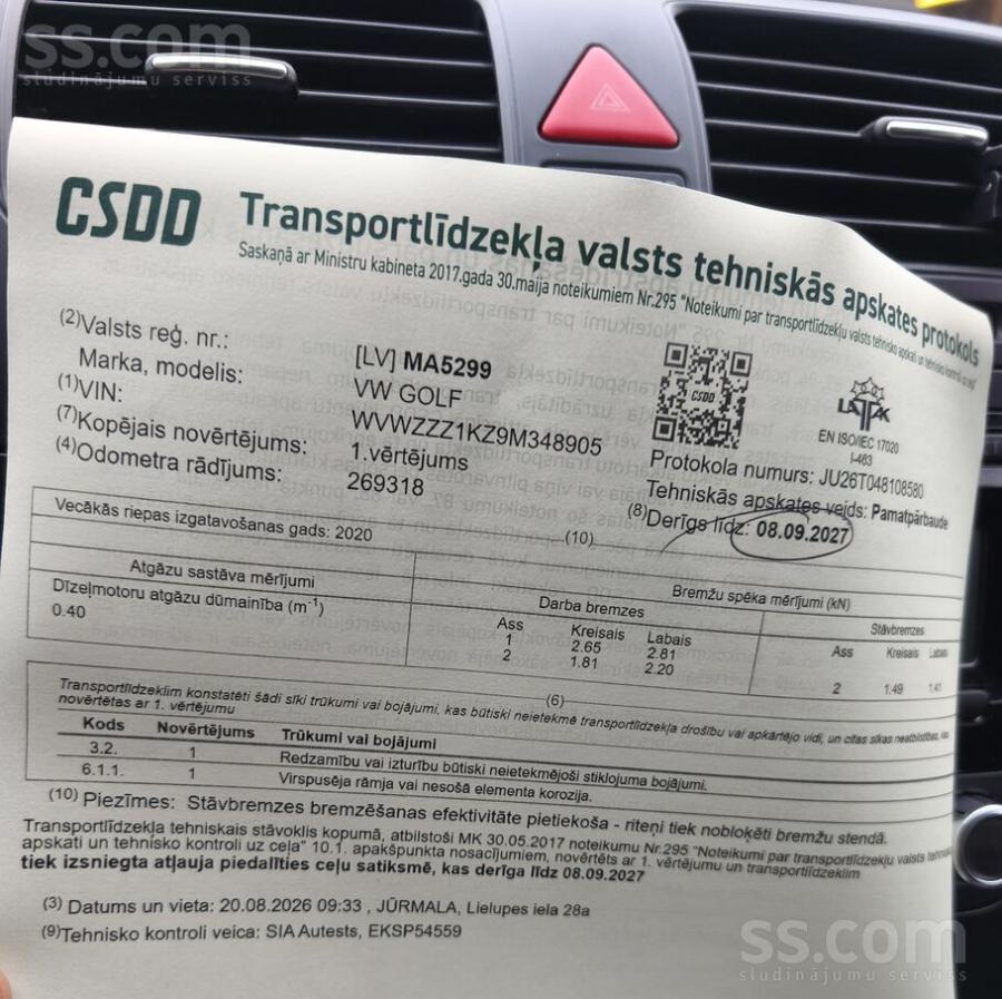 Black Volkswagen Golf 2009 in Jurmala, with an engine capacity of 2.00 L and mileage of 270 thousand km for 2100 €, photo 12 on AUTOMOTO.COM.LV
