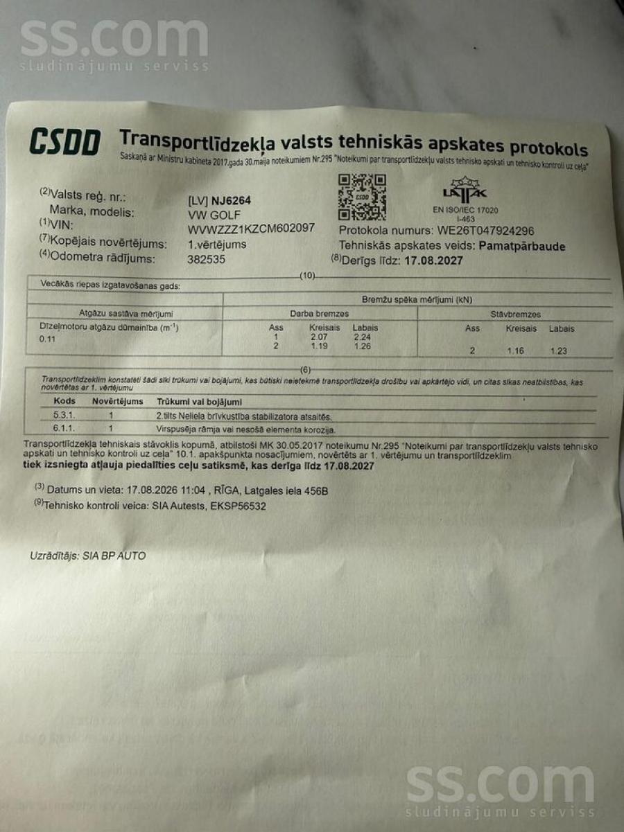 Черный Фольксваген Гольф 2011 в Рига, объемом двигателя 1.60 л и пробегом 380 тыс. км за 3100 €, фото 19 на AUTOMOTO.COM.LV