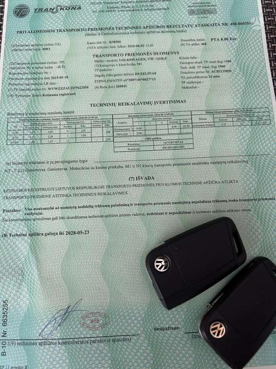 Черный Фольксваген Гольф 2015 в Клайпеда, объемом двигателя 1.60 л и пробегом 209 тыс. км за 6950 €, фото 16 на AUTOMOTO.COM.LV
