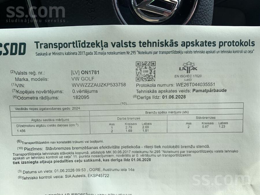 Black Volkswagen Golf 2019 in Ogre, with an engine capacity of 2.00 L and mileage of 182 thousand km for 11770 €, photo 24 on AUTOMOTO.COM.LV
