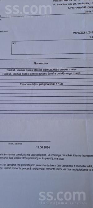 Синий Фольксваген Гольф 2000 в Вентспилс, объемом двигателя 1.60 л и пробегом 305 тыс. км за 1550 €, фото 18 на AUTOMOTO.COM.LV