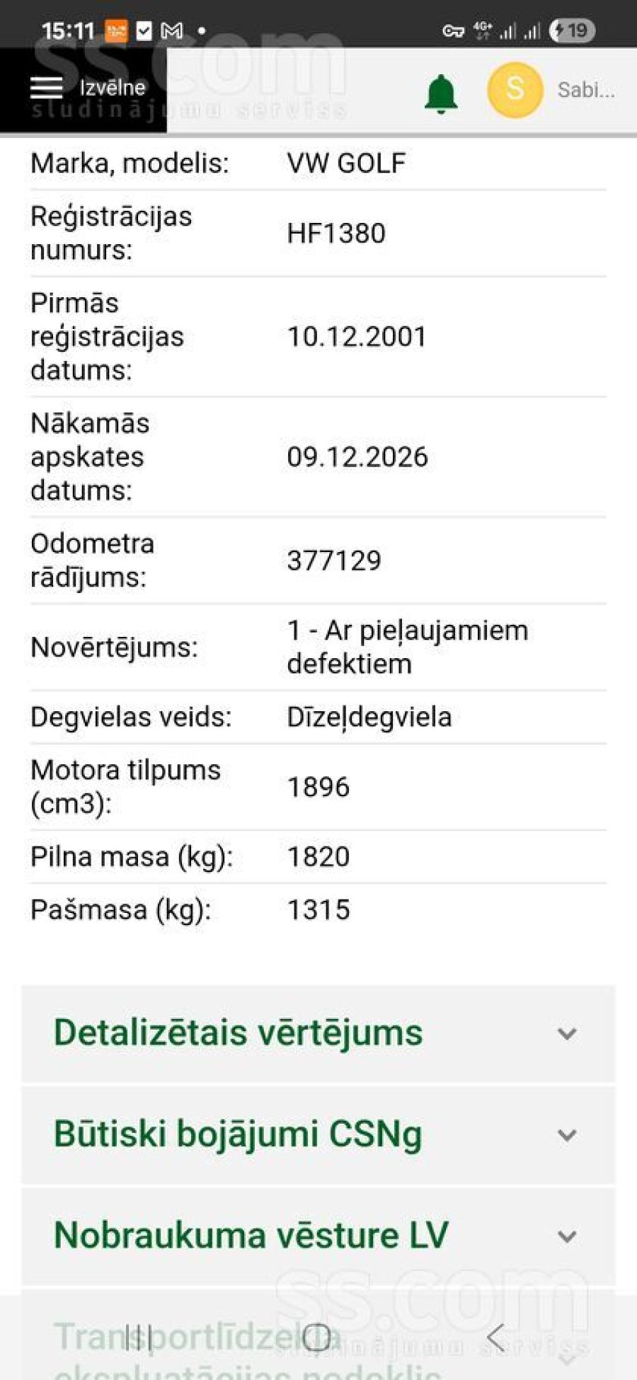 Zils Volkswagen Golf 2001 Rīga, ar dzinēja tilpumu 1.90 L un nobraukumu 0 tūkst. km par 980 €, foto 30 vietnē AUTOMOTO.COM.LV