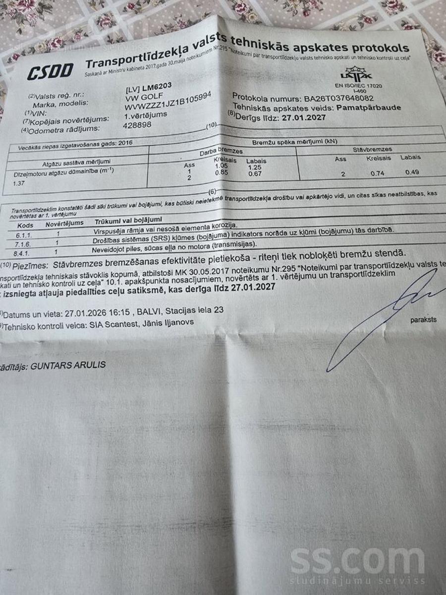Синий Фольксваген Гольф 2001 в Балви, объемом двигателя 1.90 л и пробегом 389 тыс. км за 1255 €, фото 7 на AUTOMOTO.COM.LV