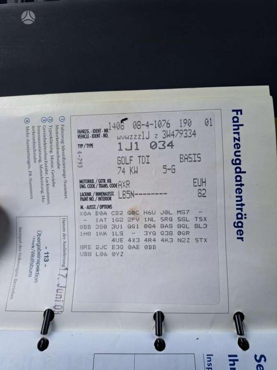 Синий Фольксваген Гольф 2003 в Скуодас, объемом двигателя 1.90 л и пробегом 298 тыс. км за 750 €, фото 4 на AUTOMOTO.COM.LV