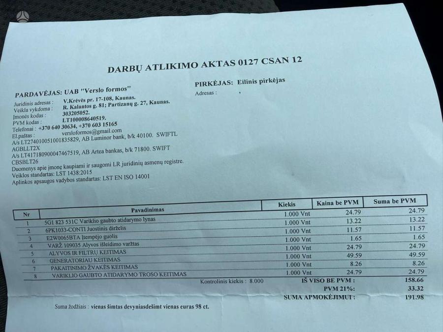 Синий Фольксваген Гольф 2005 в Каунас, объемом двигателя 1.90 л и пробегом 246 тыс. км за 2500 €, фото 14 на AUTOMOTO.COM.LV