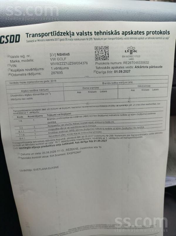 Синий Фольксваген Гольф 2005 в Резекне, объемом двигателя 1.90 л и пробегом 288 тыс. км за 1455 €, фото 8 на AUTOMOTO.COM.LV