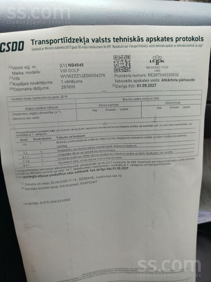 Zils Volkswagen Golf 2005 Rēzekne, ar dzinēja tilpumu 1.90 L un nobraukumu 288 tūkst. km par 1455 €, foto 8 vietnē AUTOMOTO.COM.LV