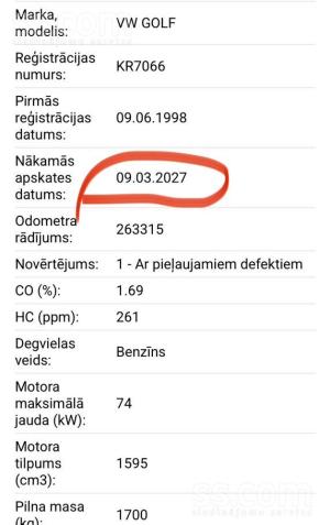Зеленый Фольксваген Гольф 1998 в Елгава, объемом двигателя 1.60 л и пробегом 266 тыс. км за 790 €, фото 16 на AUTOMOTO.COM.LV