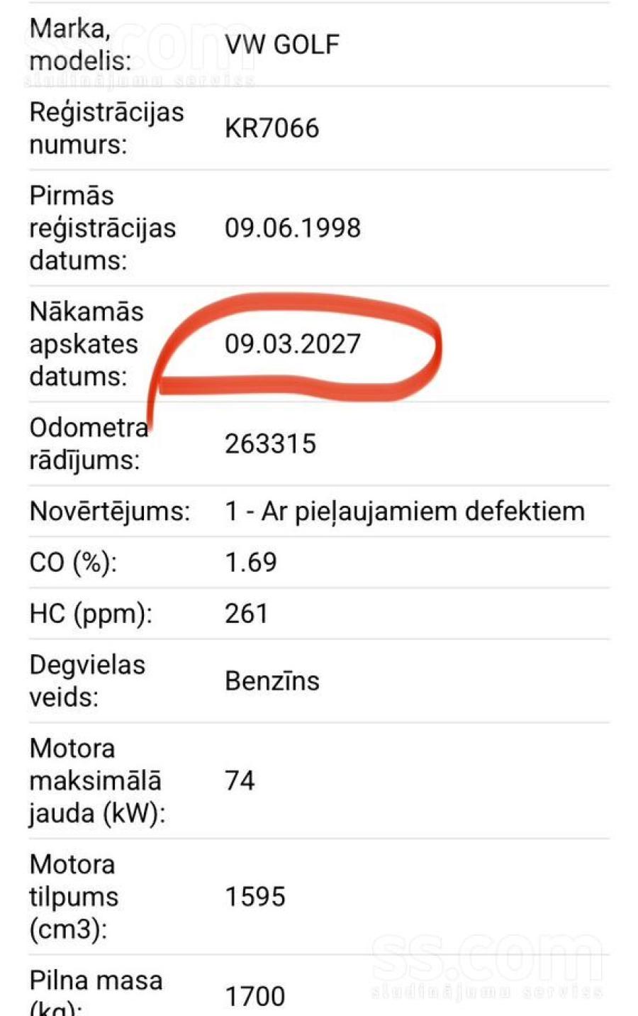 Зеленый Фольксваген Гольф 1998 в Елгава, объемом двигателя 1.60 л и пробегом 266 тыс. км за 790 €, фото 16 на AUTOMOTO.COM.LV
