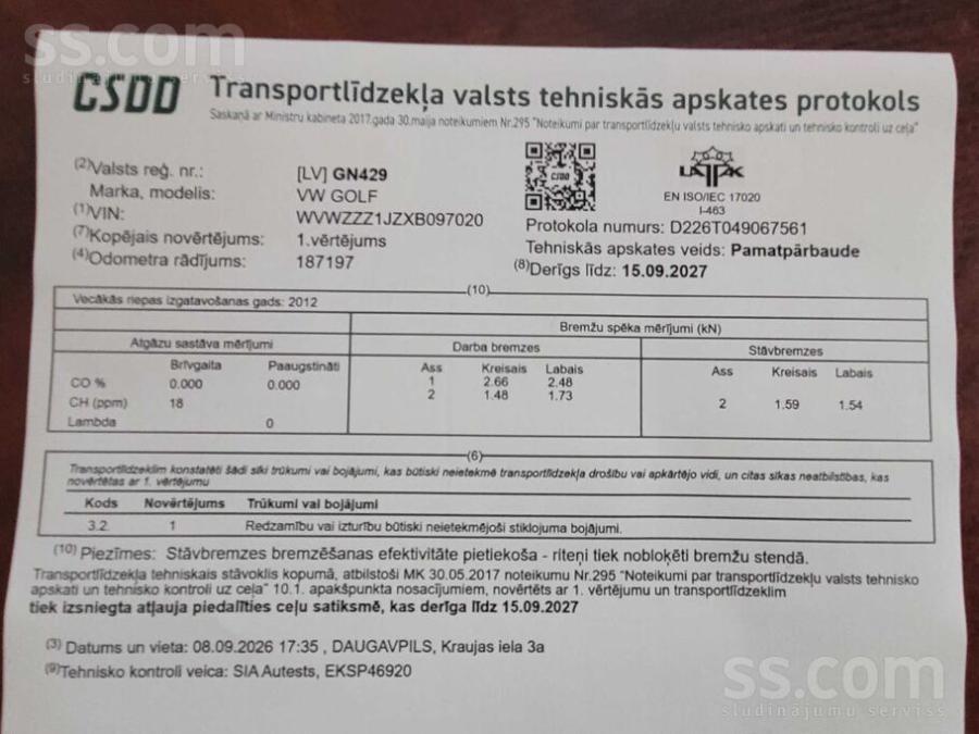 Pelēks Volkswagen Golf 1999 Daugavpils, ar dzinēja tilpumu 1.60 L un nobraukumu 187 tūkst. km par 1550 €, foto 38 vietnē AUTOMOTO.COM.LV