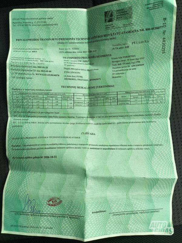 Серый Фольксваген Гольф 2001 в Вильнюс, объемом двигателя 1.90 л и пробегом 403 тыс. км за 850 €, фото 9 на AUTOMOTO.COM.LV