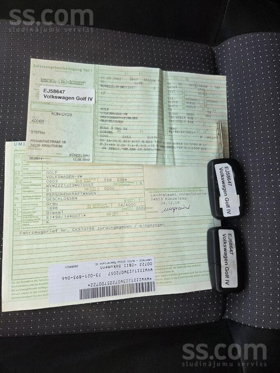 Grey Volkswagen Golf 2002 in Bauska, with an engine capacity of 1.90 L and mileage of 0 thousand km for 1550 €, photo 17 on AUTOMOTO.COM.LV