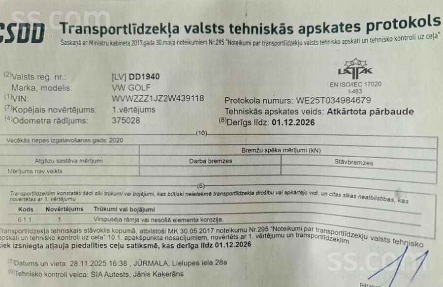 Grey Volkswagen Golf 2002 in Riga, with an engine capacity of 2.00 L and mileage of 377 thousand km for 650 €, photo 19 on AUTOMOTO.COM.LV