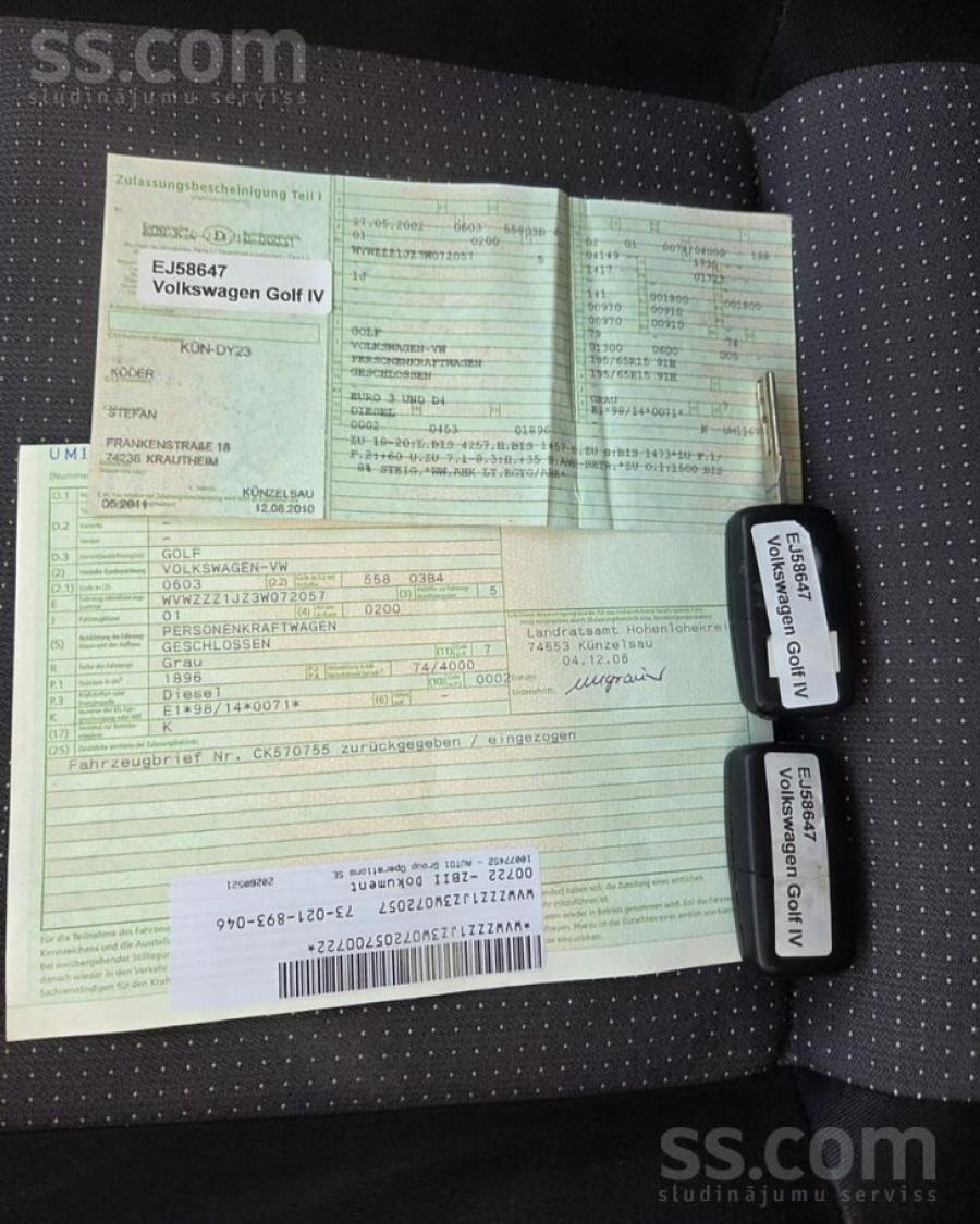 Серый Фольксваген Гольф 2002 в Бауска, объемом двигателя 1.90 л и пробегом 313 тыс. км за 2550 €, фото 8 на AUTOMOTO.COM.LV