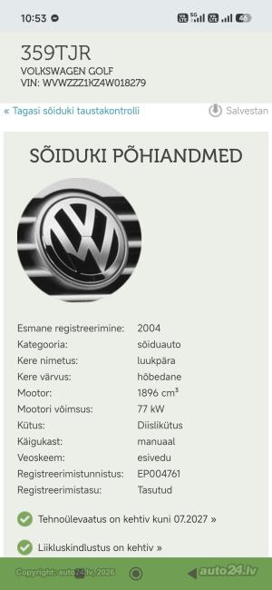 Серый Фольксваген Гольф 2004 в Тарту, объемом двигателя 1.90 л и пробегом 200 тыс. км за 1999 €, фото 14 на AUTOMOTO.COM.LV