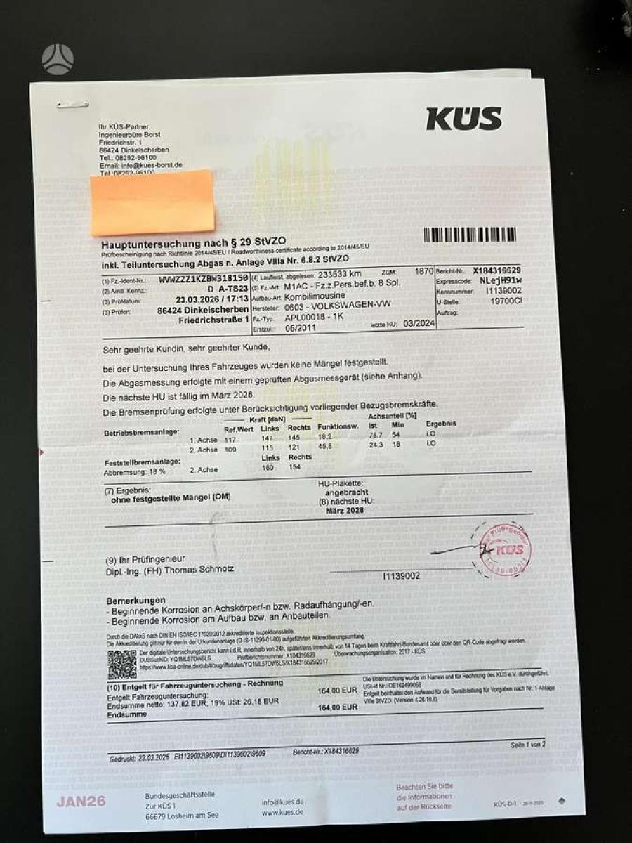 Grey Volkswagen Golf 2011 in Vilnius, with an engine capacity of 1.98 L and mileage of 234 thousand km for 5999 €, photo 34 on AUTOMOTO.COM.LV