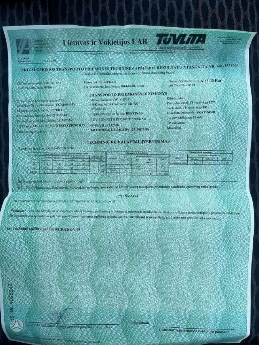 Серый Фольксваген Гольф 2011 в Вильнюс, объемом двигателя 1.39 л и пробегом 167 тыс. км за 2900 €, фото 39 на AUTOMOTO.COM.LV