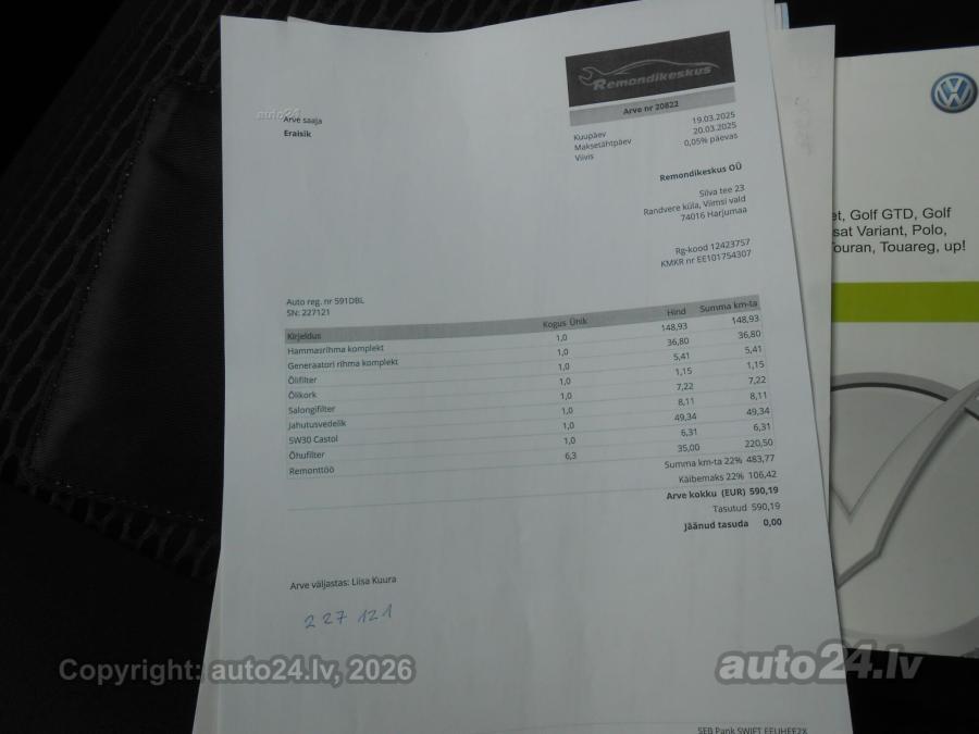 Pelēks Volkswagen Golf 2012 Viljandi, ar dzinēja tilpumu 1.60 L un nobraukumu 251 tūkst. km par 3990 €, foto 14 vietnē AUTOMOTO.COM.LV