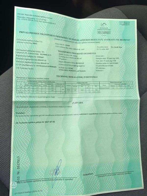 Pelēks Volkswagen Golf 2014 Panevēža, ar dzinēja tilpumu 1.20 L un nobraukumu 154 tūkst. km par 6750 €, foto 11 vietnē AUTOMOTO.COM.LV