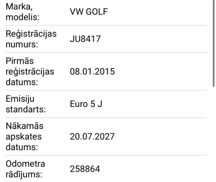 Grey Volkswagen Golf 2015 in Riga, with an engine capacity of 1.40 L and mileage of 259 thousand km for 5990 €, photo 25 on AUTOMOTO.COM.LV