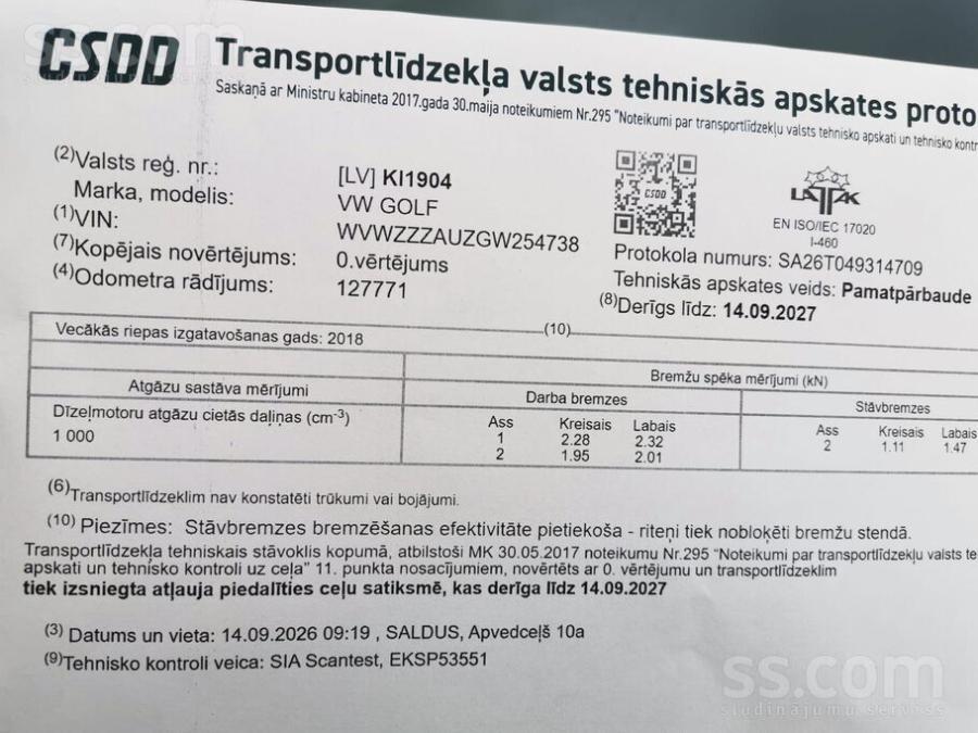 Серый Фольксваген Гольф 2016 в Салдус, объемом двигателя 2.00 л и пробегом 128 тыс. км за 10000 €, фото 16 на AUTOMOTO.COM.LV