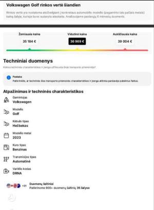 Серый Фольксваген Гольф 2023 в Шяуляй, объемом двигателя 1.98 л и пробегом 24 тыс. км за 24750 €, фото 43 на AUTOMOTO.COM.LV