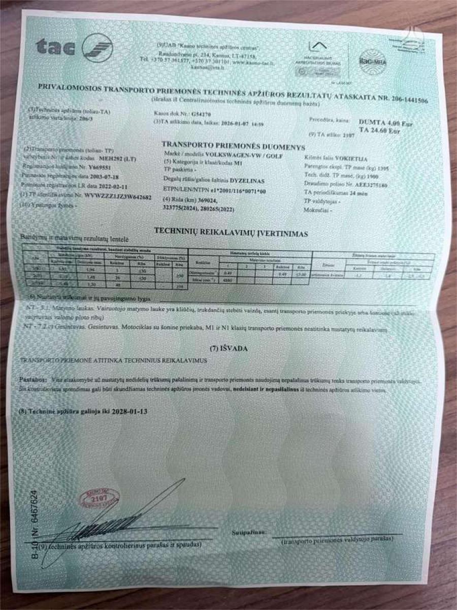 Pelēks Volkswagen Golf 2003 Viļņa, ar dzinēja tilpumu 1.90 L un nobraukumu 370 tūkst. km par 1600 €, foto 20 vietnē AUTOMOTO.COM.LV